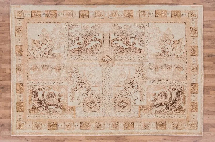 Ковер Floare-Carpet на пол в гостиную, спальню, детскую, натуральный, шерстяной, 2х3 м, бежевый/кремовый