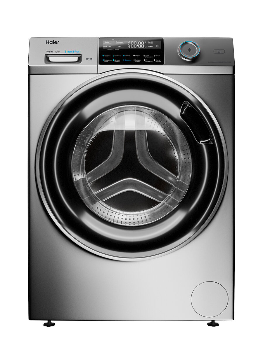 Стиральная машина Haier HW80-BP14969ASE, 8 кг, 12 программ, управление с WIFI, 1400 об/мин, серебристая