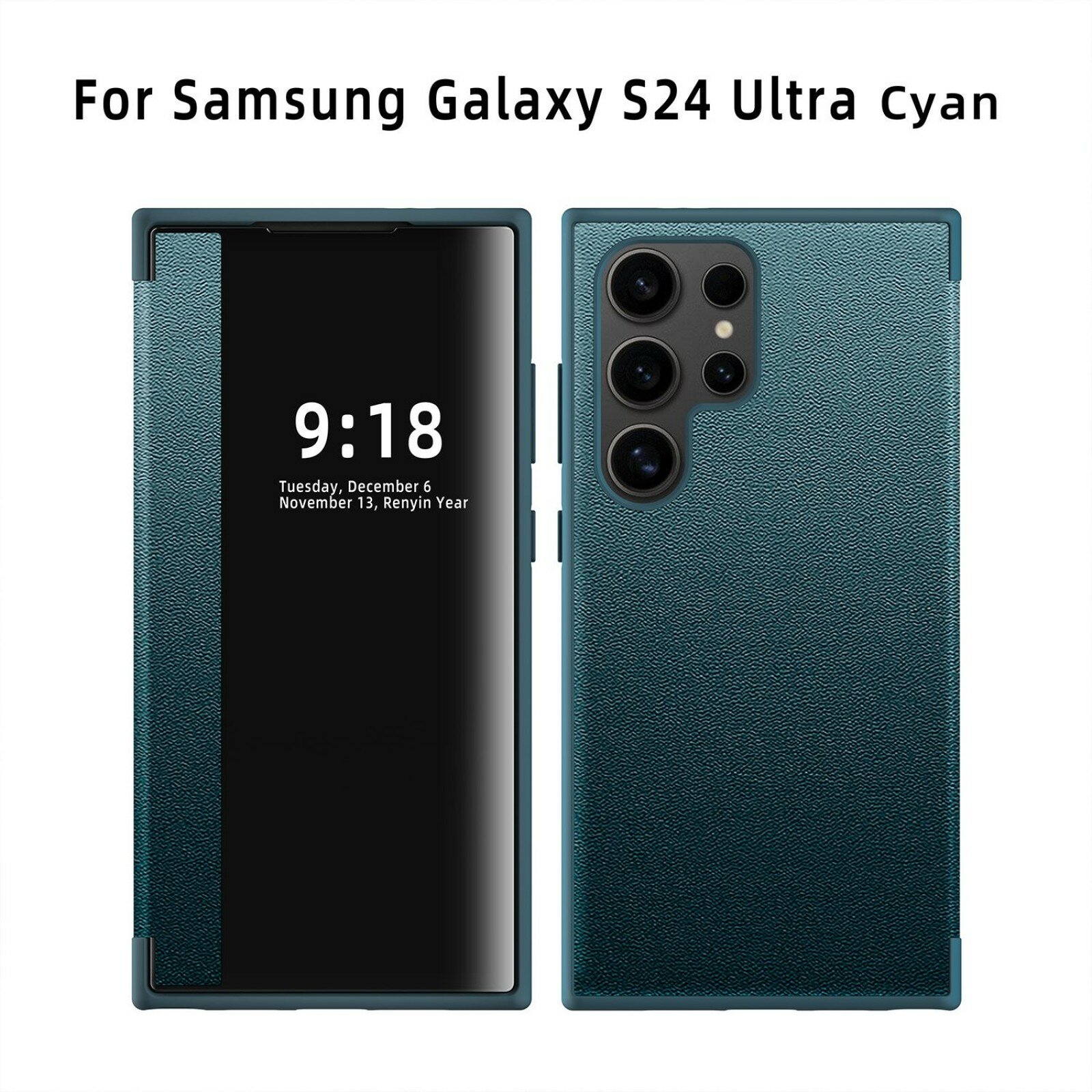 Чехол MyPads для Samsung Galaxy S24 Ultra из высококачественной кожи с окном и защитой объектива