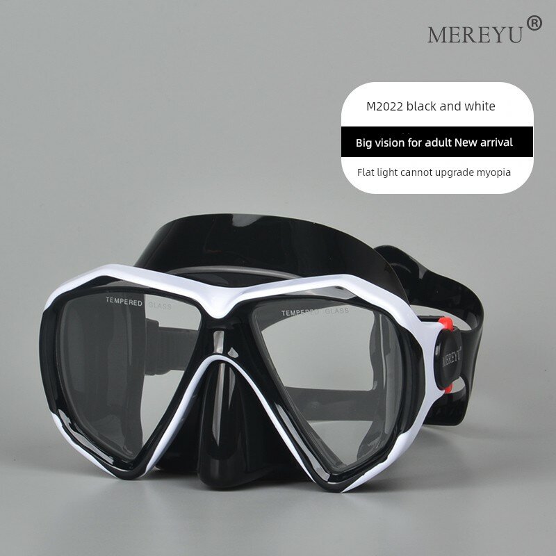 M2022 Подводная маска в черно-белом цвете без антизапотевания для взрослых дайверов - Прозрачные линзы,
