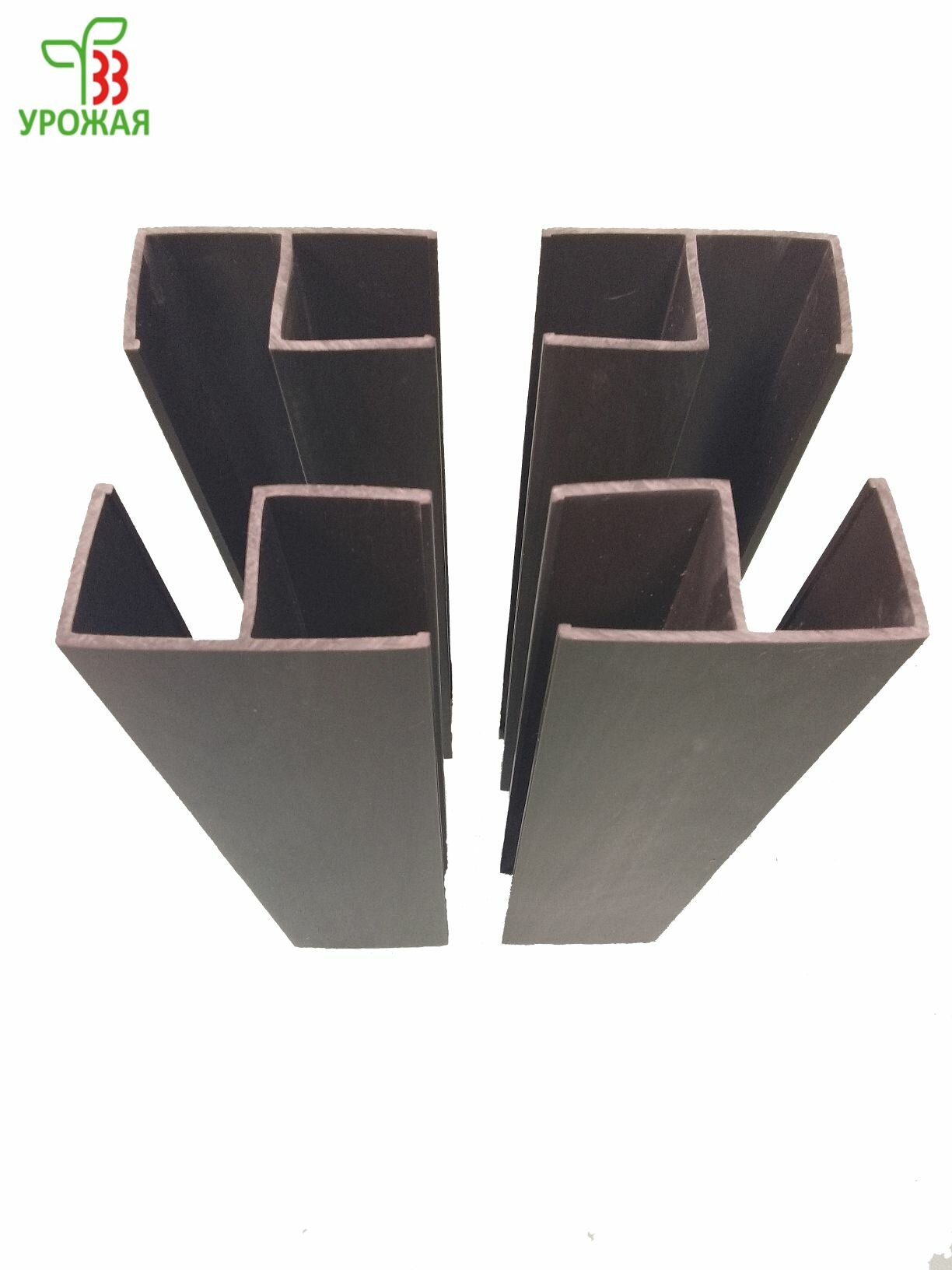 Угол (комплект 4 шт.) для грядочной доски ДПК и ПВХ толщиной 30 мм, высота 30 см, цвет Венге (темно-коричневый)