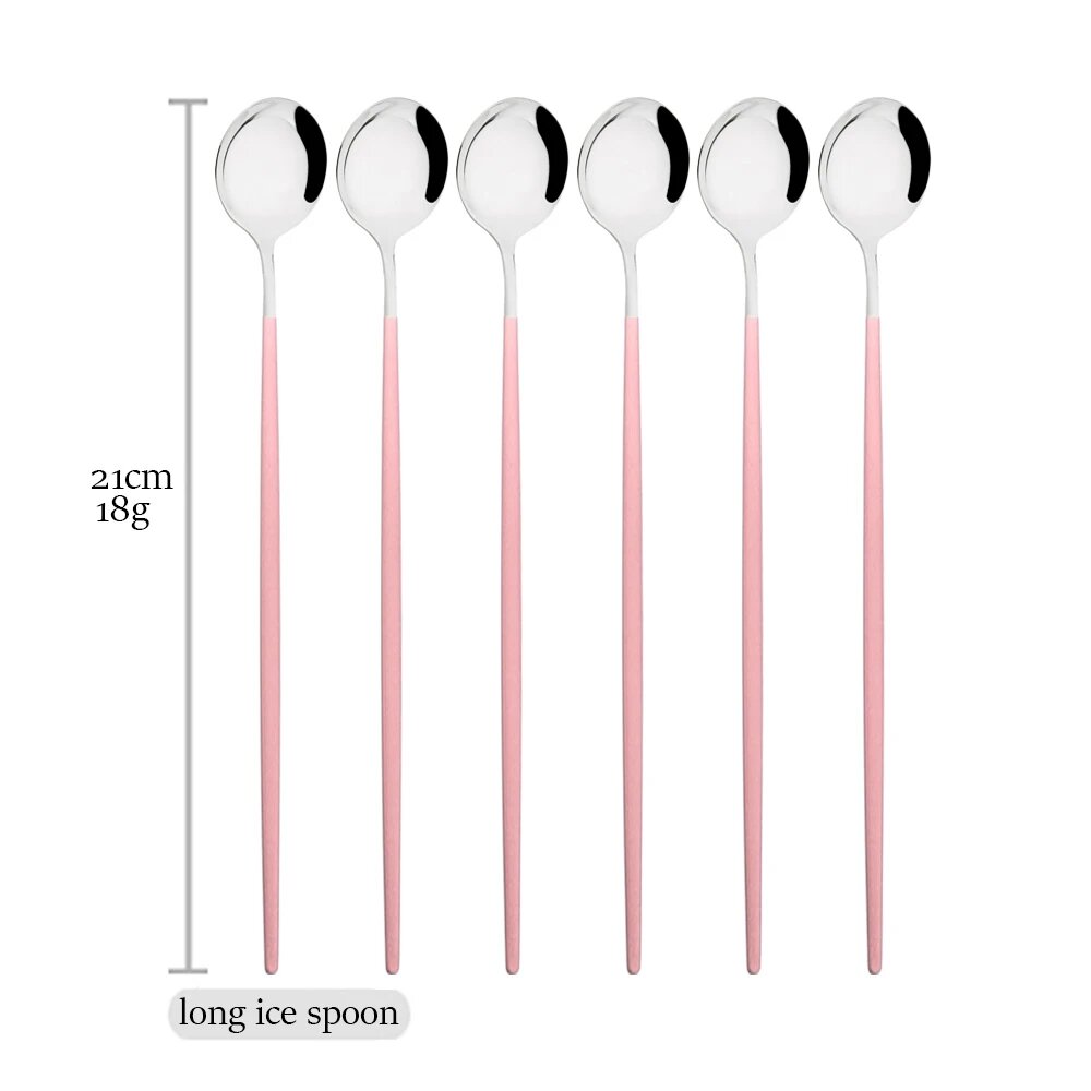 Drmfiy зеркальная розовая серебряная посуда, 6 дюймов, набор столовых приборов из нержавеющей стали, столовый нож, ложка, столовые приборы для кухни