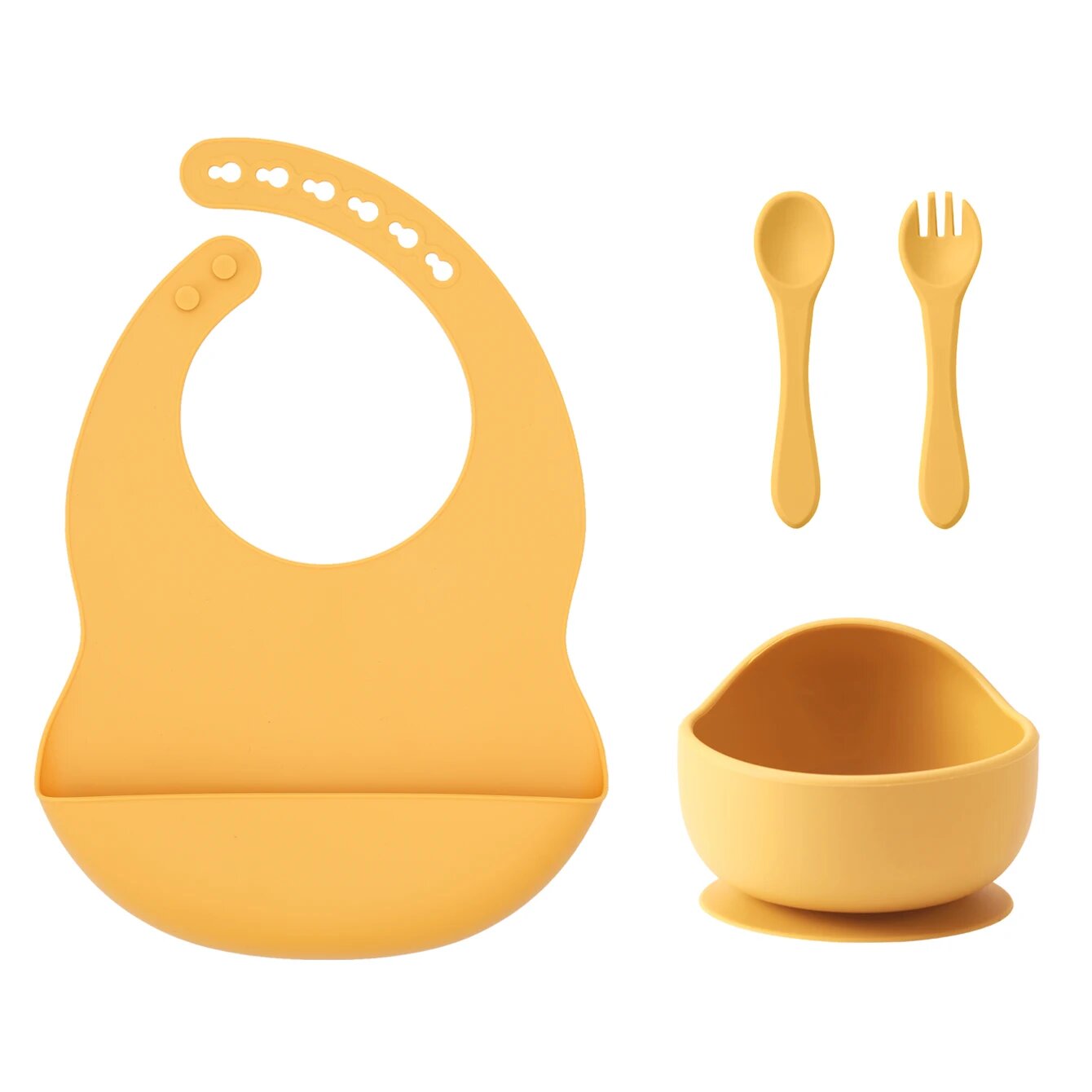 Детский набор для кормления, силикон, Mustard
