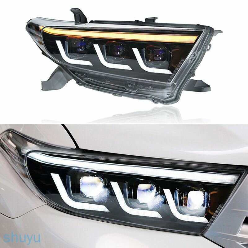 Светодиодные фары комплект 2 шт. для Toyota Highlander U40 рестайлинг 2010-2013 — передние фары замена
