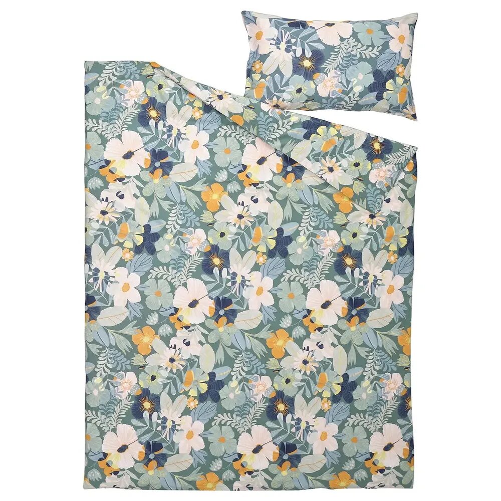 IKEA Комплект постельного белья, Хлопок, Вискоза, Односпальный, наволочки 50x80