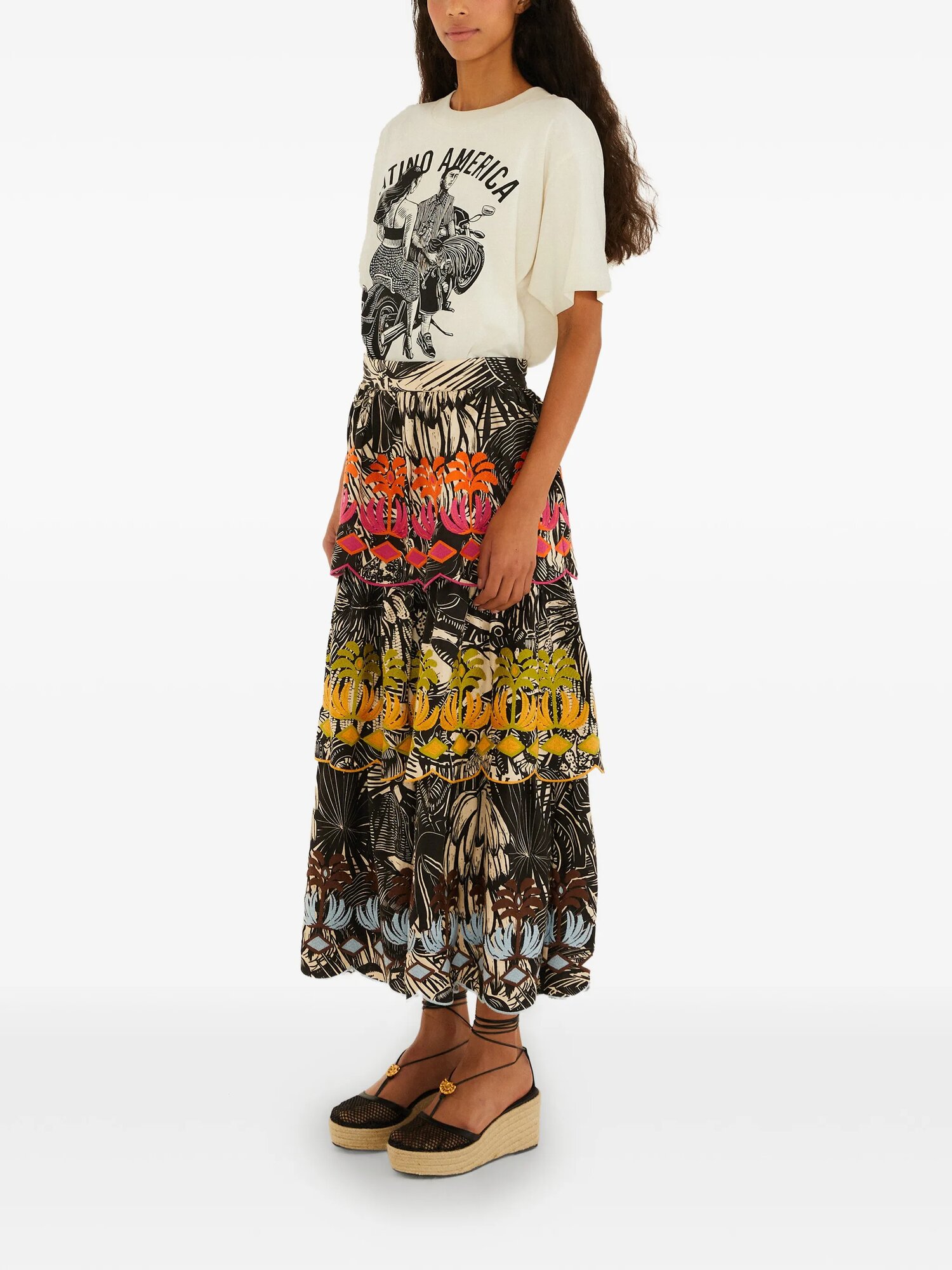 Юбка FARM RIO Tiered print skirt, размер S — фото 1