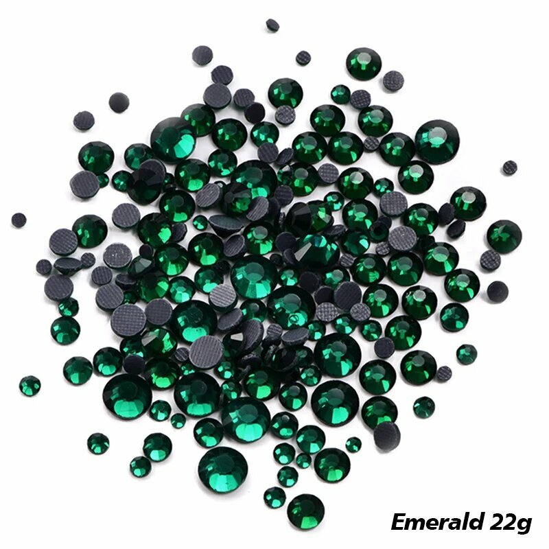Стразы Emerald 22г, SS6-SS30, изумрудные