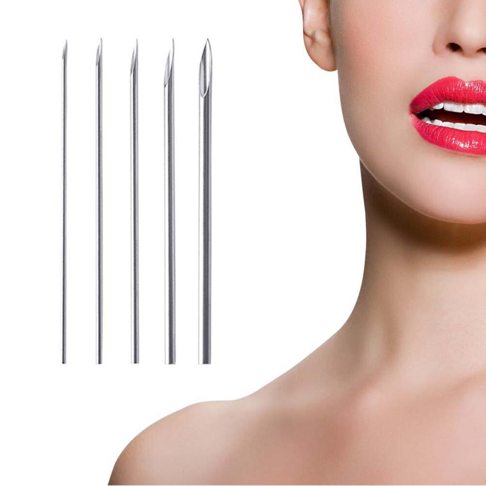 Серебристые иглы для пирсинга ушей и носа из хирургической стали 100 шт