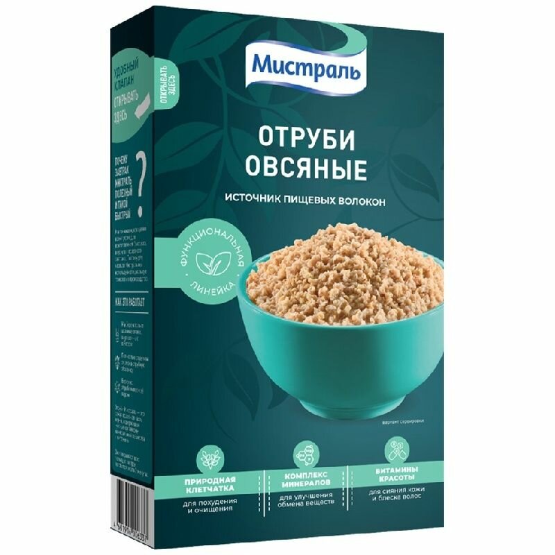 Отруби мистраль Овсяные /картон/ 400г