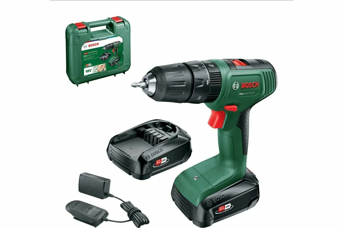 Аккумуляторная дрель-шуруповерт Bosch Easydrill 18V-40, 40 Нм, Li-Ion, зеленый