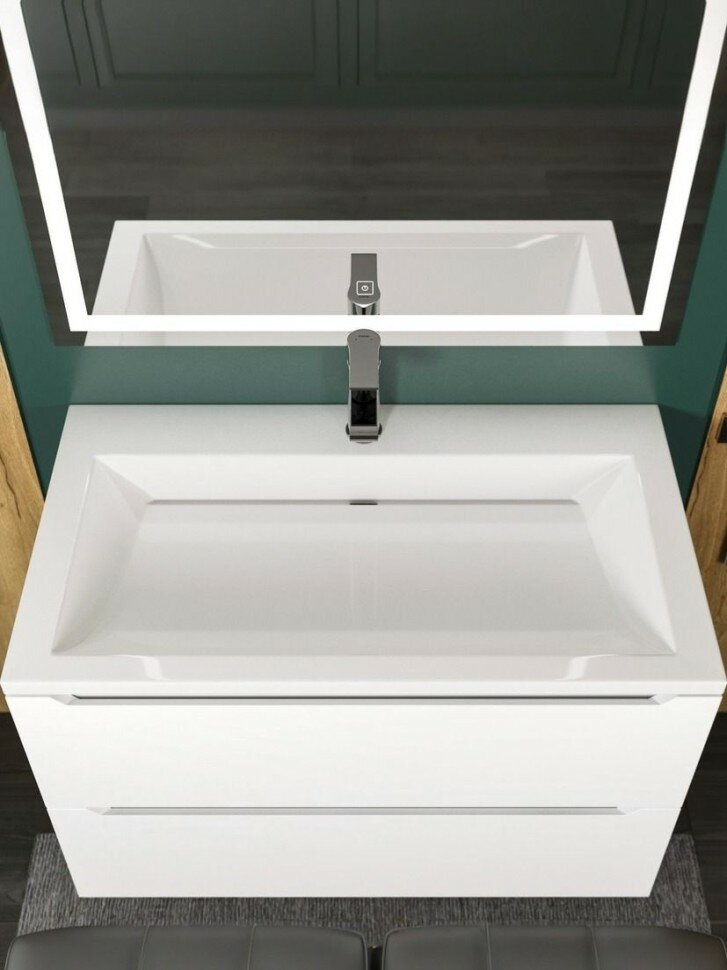 Раковина для ванной 80 см, Uperwood Infinity, белая глянцевая