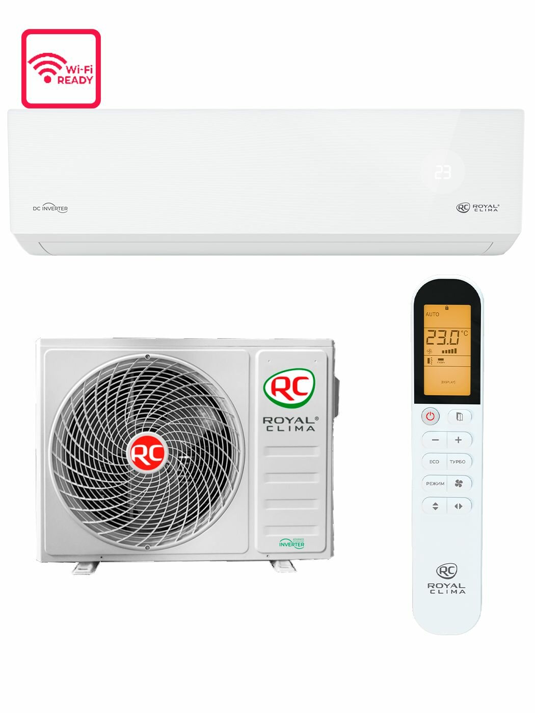 Сплит-система инверторного типа Royal Clima OPTIMUM 2.0 Inverter RCI-OME28HN до 27 кв. м, Wi-Fi (опция), комплект