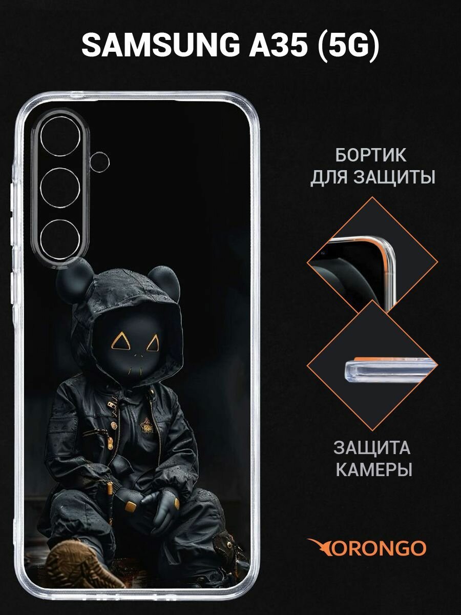 Чехол на Samsung Galaxy A35 5G (A356) прозрачный с рисунком, с защитой камеры, с принтом РОК маус / Самсунг Галакси А35