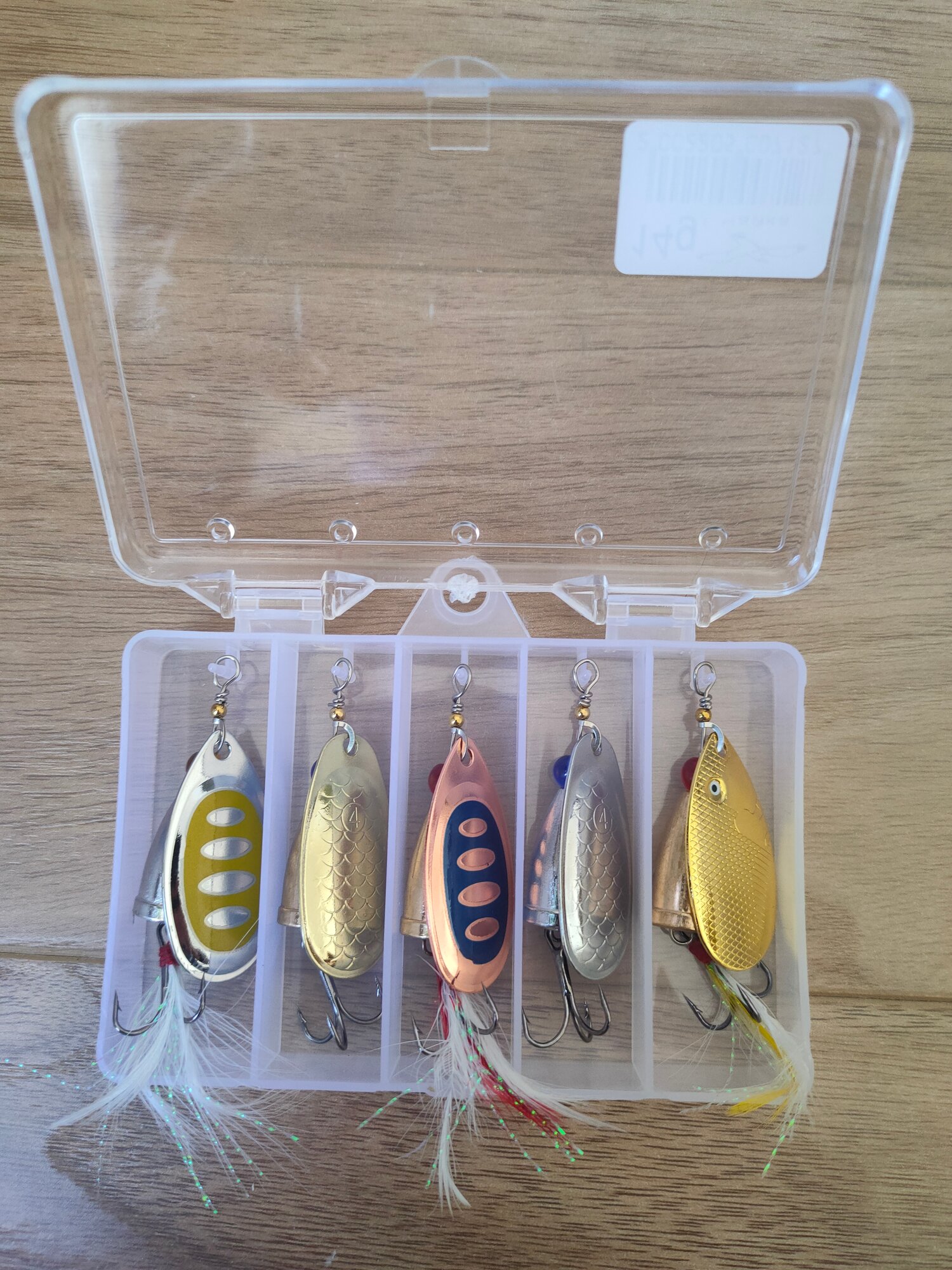 Набор блёсен-вертушек для рыбалки (5 шт, 14 грамм) – универсальные, на щуку, окуня, судака, форель, карпа + кейс