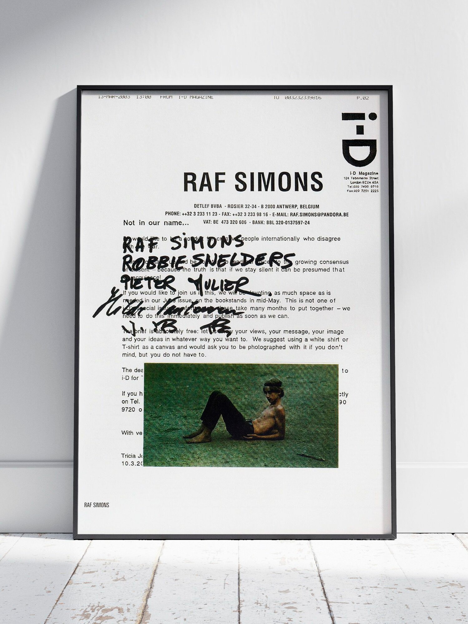 Плакат на стену для интерьера Раф Симонс (Raf Simons 5) - Постер по модели, бренду и моде формата A4 (21x30 см)