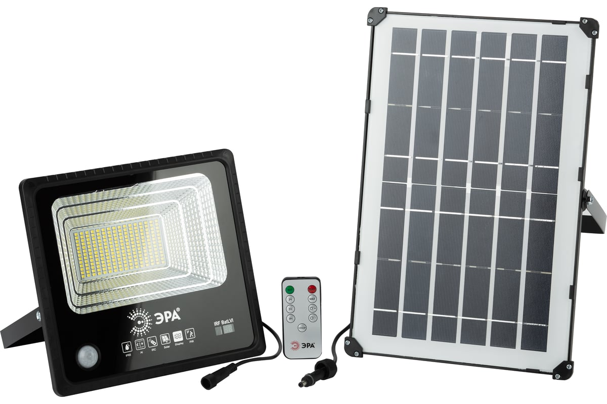 Прожектор светодиодный уличный на солн. бат. 100Вт 1200Лм 5000K с датч. движения ПДУ IP65 ЭРА