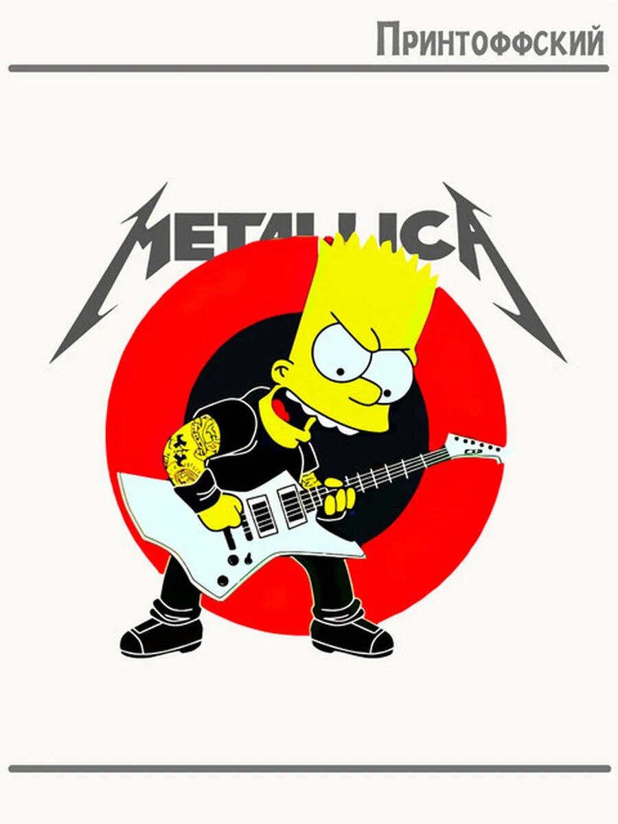Термонаклейка для одежды и аксессуаров DTF-печать барт simpson metallica