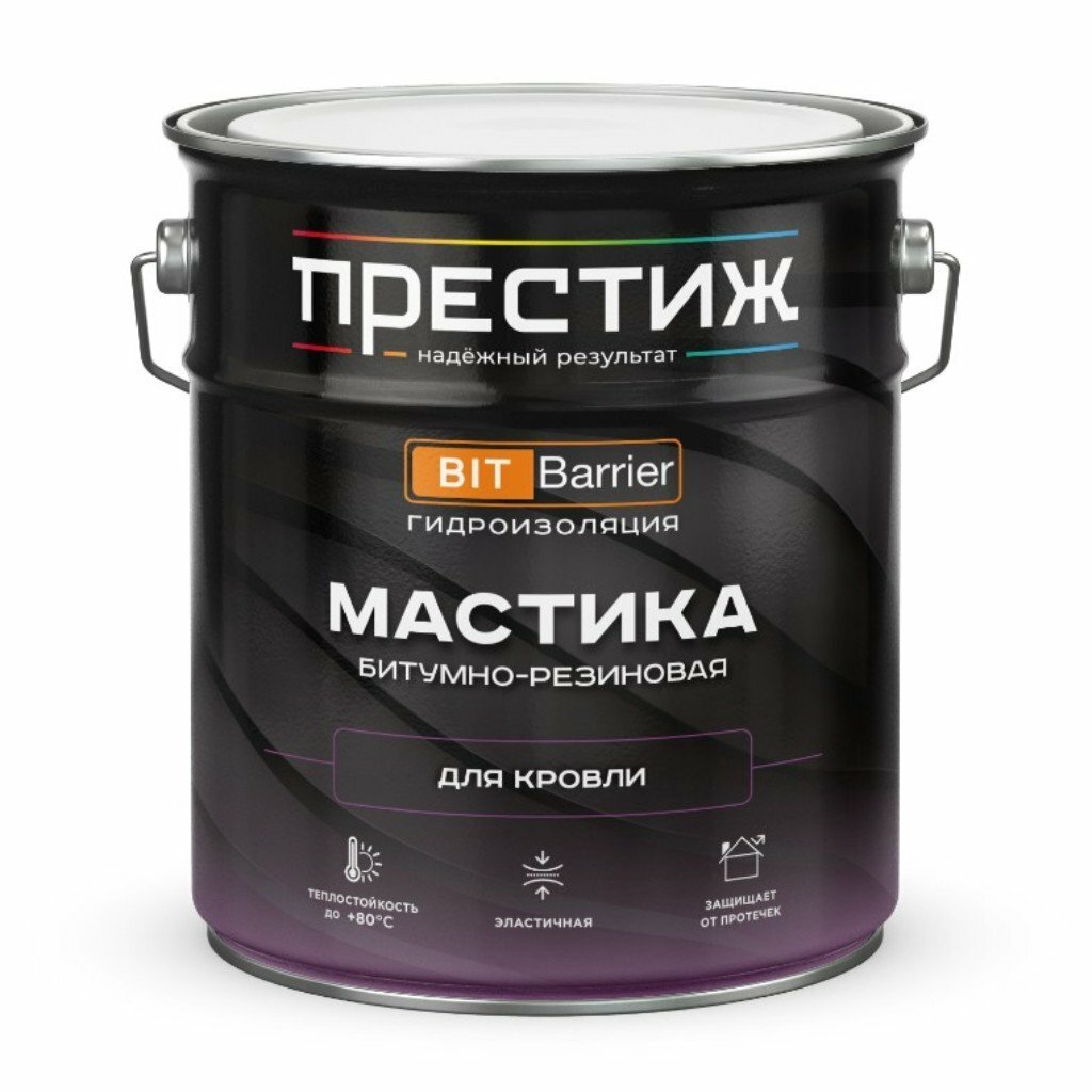 Мастика Престиж битумно-резиновая кровельная 4 кг для гидроизоляции крыши и защиты от протечек