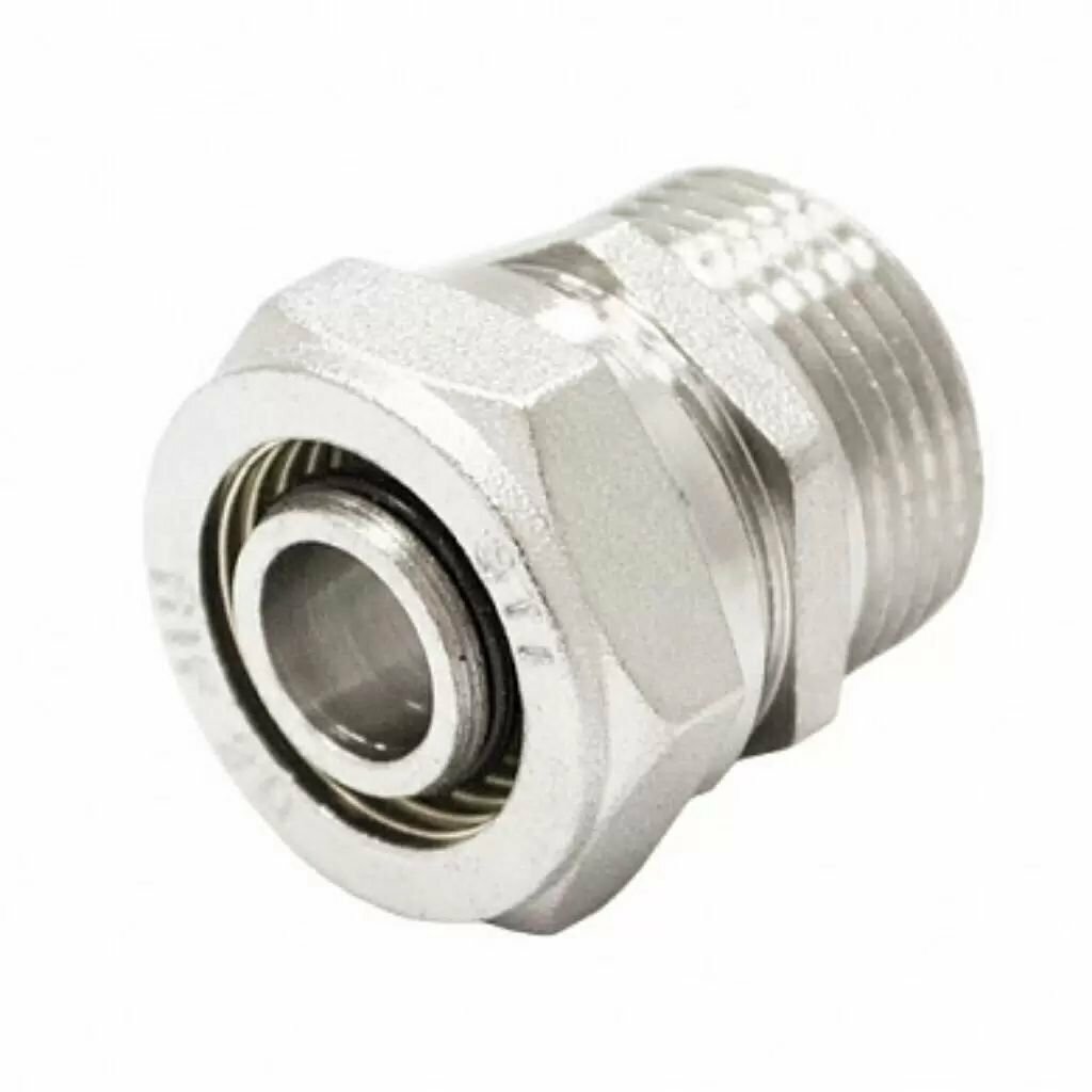 Металлопластиковая муфта STI 16х1/2" с наружной резьбой для инженерной сантехники, надежный соединитель 16 мм.