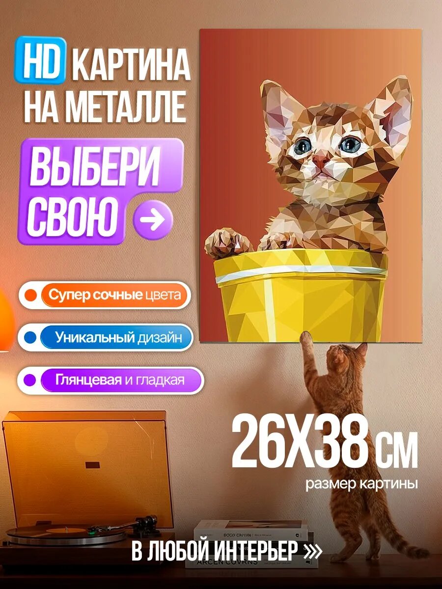 Картина на HD металле Котёнок в сапоге