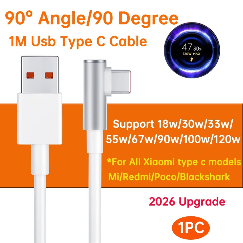 Оригинальный USB Type-C кабель Xiaomi Turbo Charge 120W 90W для быстрой зарядки Mi 17 15 14 13 12T Pro 12 Redmi Note 10 Poco F8