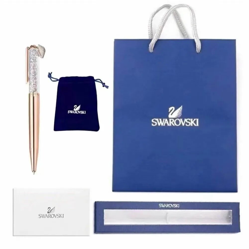 Ручка Swarovski Crystalline Stardust, черная, подарочный набор, золотистая отделка, 1 шт.