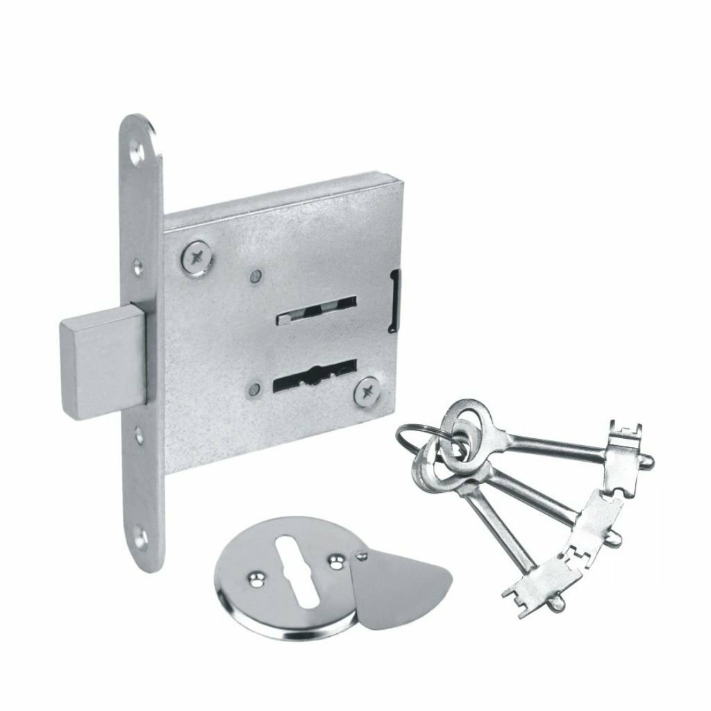 Замок врезной Абсолют ЗВ8-4 сувальдный, 3 ключа, цвет хром. Надежный дверной механизм для защиты вашего дома.