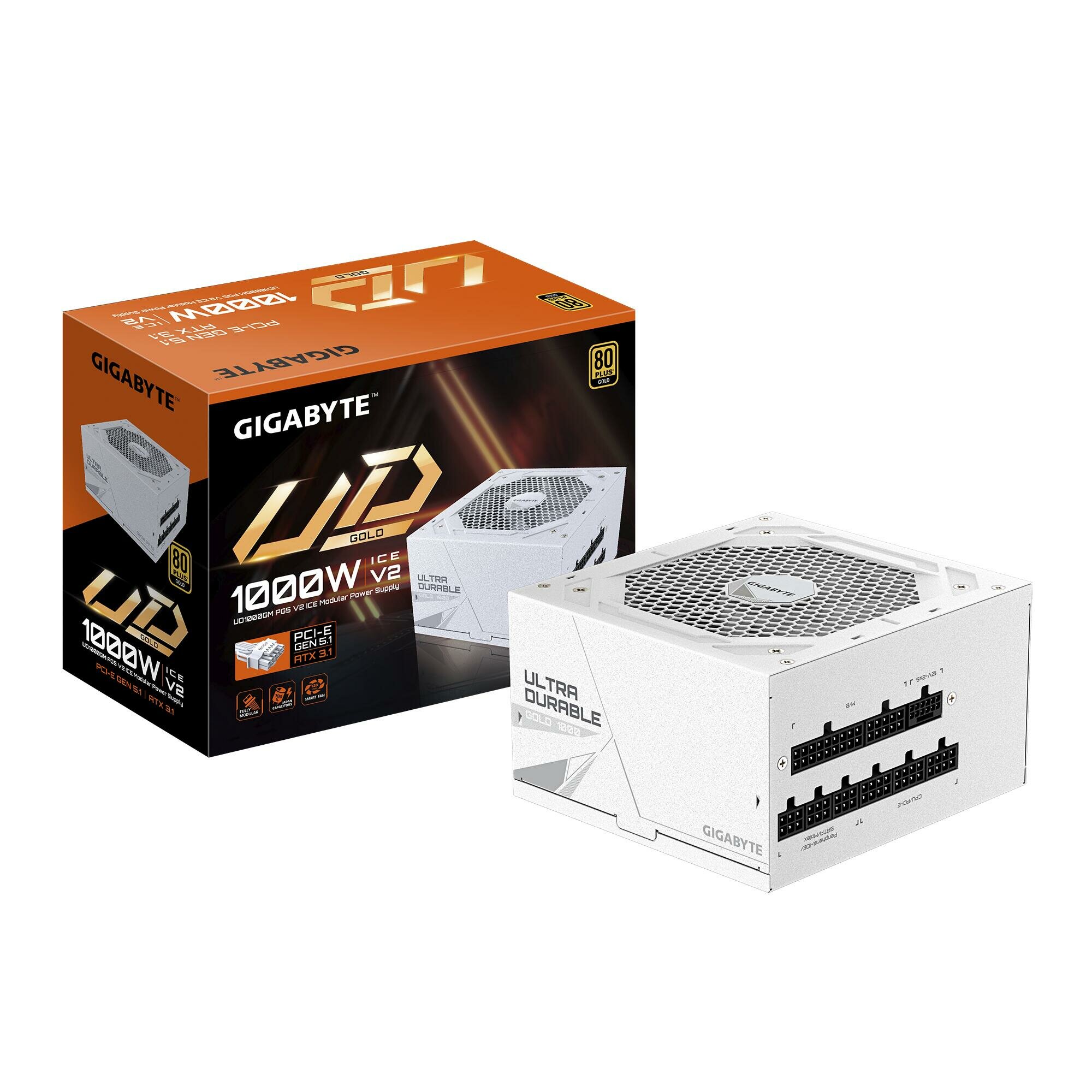 Блок питания ПК Gigabyte UD1000GM PG5 V2 ICE, 80PLUS Gold (GP-UD1000GM PG5 ICE)