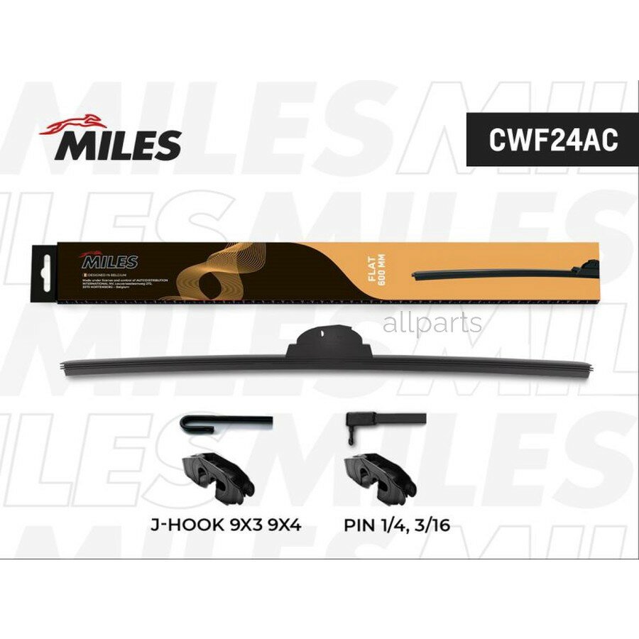 MILES CWF24AC Щётка с/о 600мм бескаркасная (HOOK 9x3/9x4)