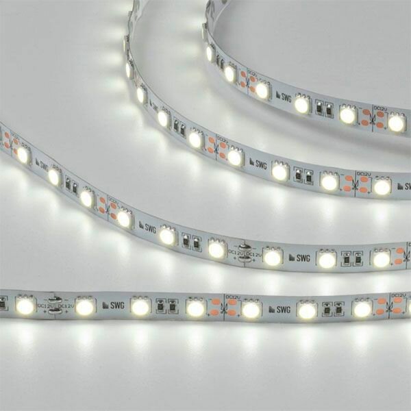 Светодиодная лента Белый холодный 5050 12V 14.4W/m 60Led/метр 00-00007265 SWG560-12-14.4-W-M 6500K стандарт