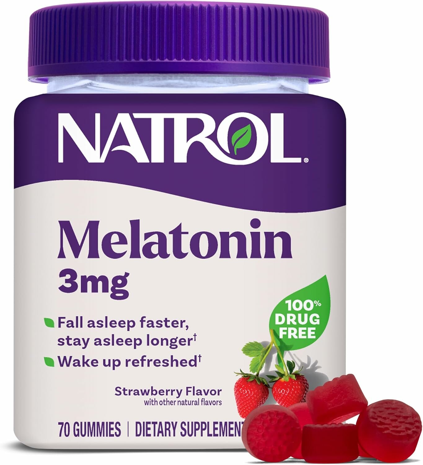Жевательные мармеладки Natrol "Melatonin", для сна, с клубничным вкусом, 3 мг, 70 штук
