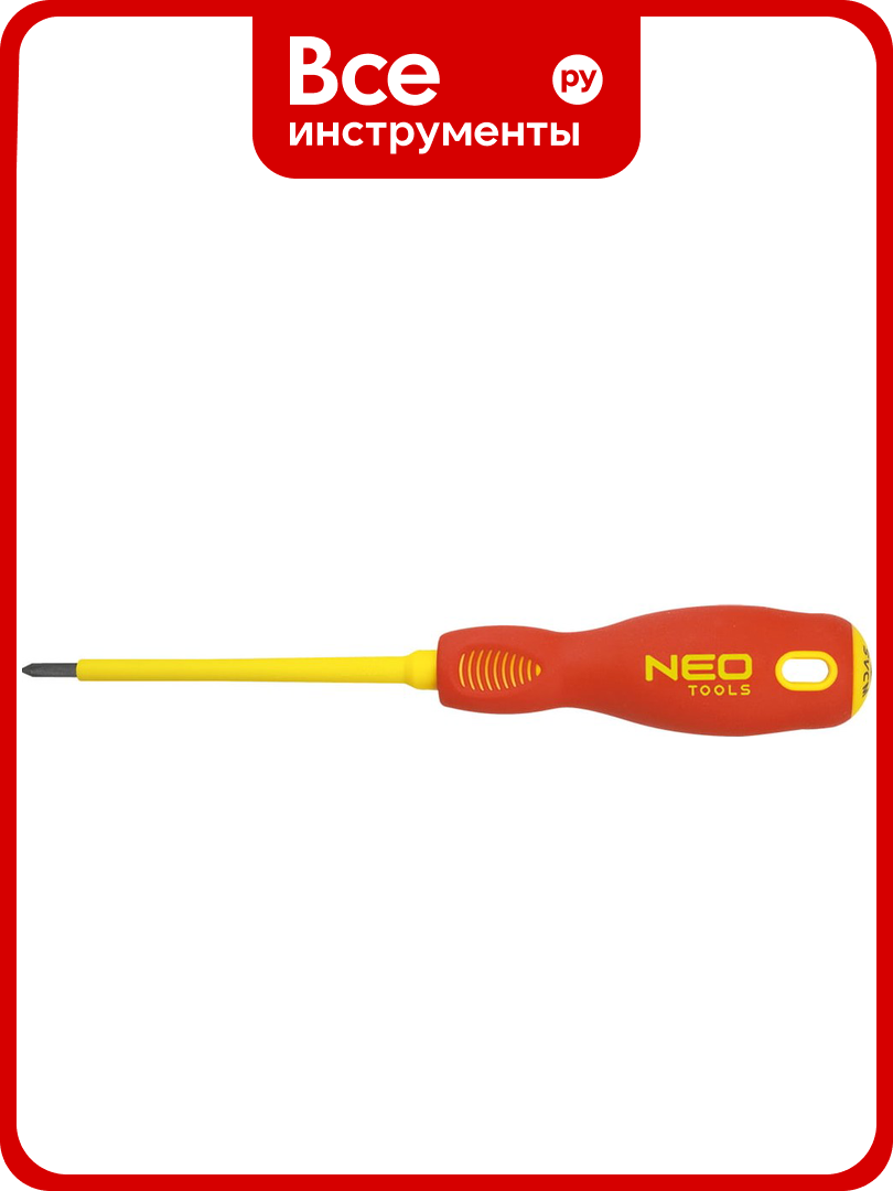 Крестовая отвертка NEO Tools PH1x80 мм 1000 В CrMo 04-072 с диэлектрическим покрытием и двухкомпонентной рукоятью