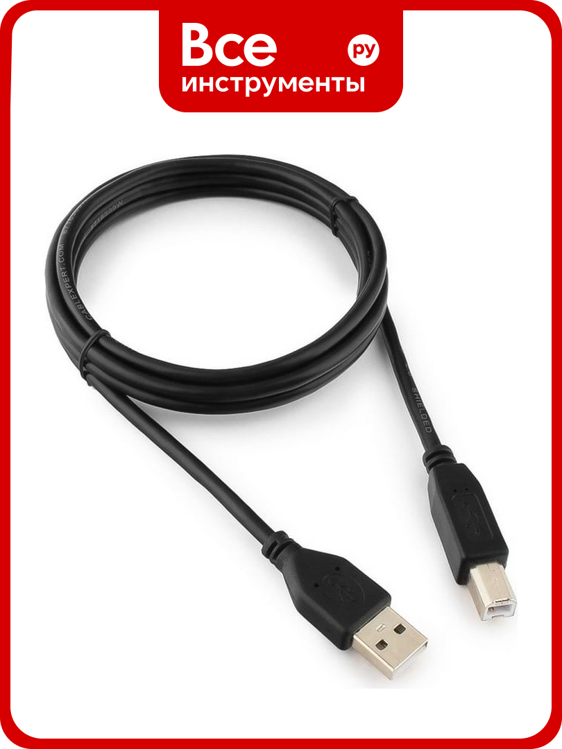 Кабель Cablexpert USB 2.0 Pro AM/BM, 1.8м, экран, черный, пакет CCP-USB2-AMBM-6