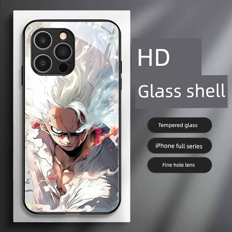 Чехол из стекла с аниме-темой Один Пират для iPhone 16 Plus, древний стиль, премиальная защита, совместимость с