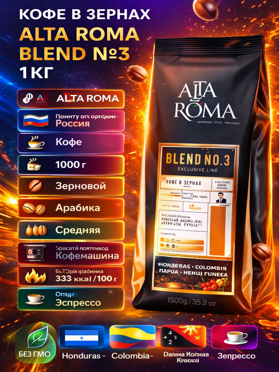 Кофе Alta Roma Blend №3, 1кг