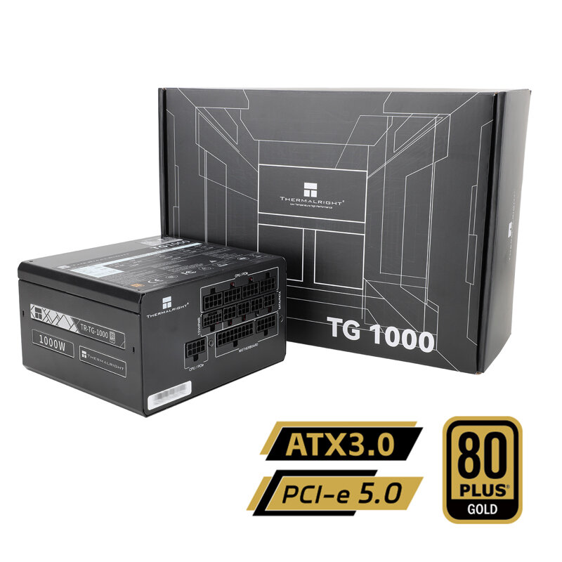 Блок питания Блок питания ПК/ Power Supply Thermalright, 1000W 80+ Gold (ATX, 3.0, PCIe 5.0, Full modular, 1x24(20+4)pin 600mm, 1xCPU 8(4+4)pin 650mm, 2xPCIe*2 8(6+2)pin 650+150mm, 1x12VHPWR PCIe 5.0 12+4pin 600mm, 4xSATA*4 450+150+150+150mm, 2xMOLEX4pin*