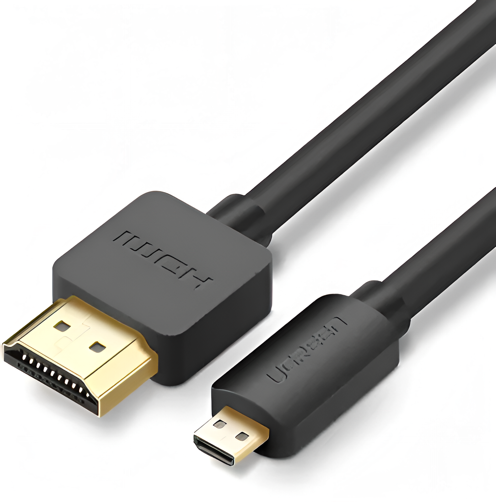 Характеристики Кабель аудио-видео UGREEN HD127, Micro HDMI (m) - HDMI (m), 2м, GOLD, ф/фильтр, черный