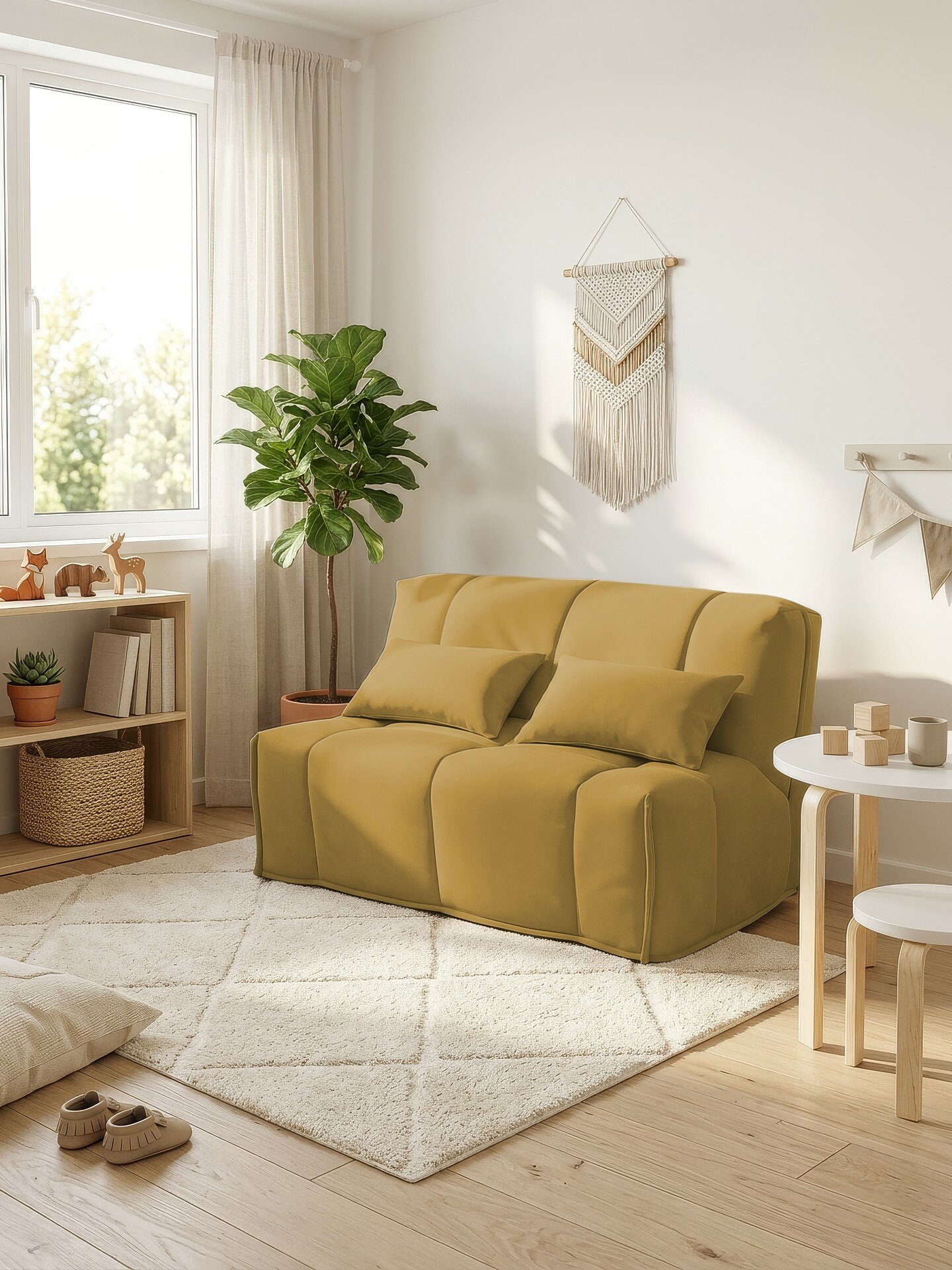 Диван Клауд Лайт Velutto 56 NOW 185x105x88 см, желтый Велютто, аккордеон Дом мебели для вас