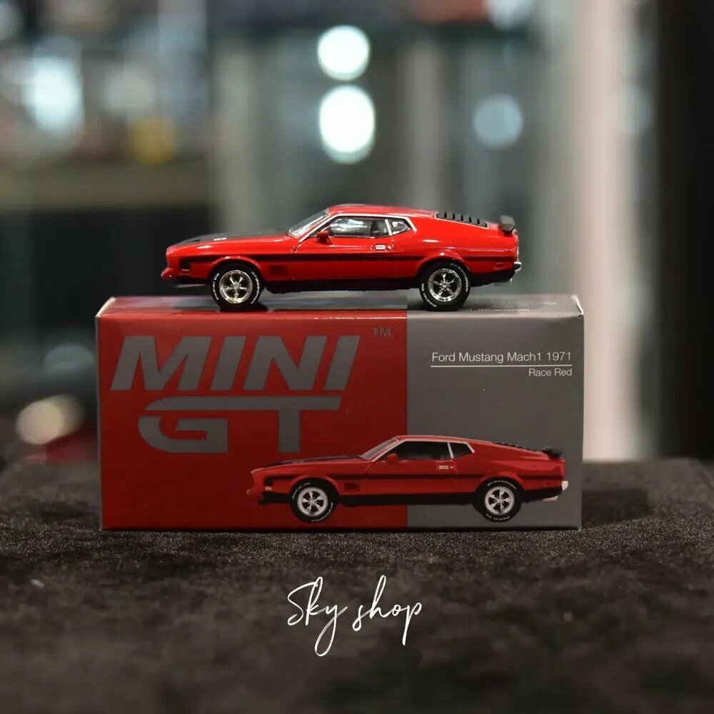 Машинка MINI GT 1:64 #1122 Ford Mustang Mach1 1971 Race Red модельки машин металлические