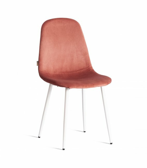Стул Бриз/Breeze (мод. JSC-58)/1 шт. в упаковке велюр/металл, 44х53х86см, коралловый HLR44/белый