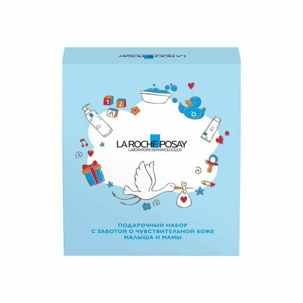 La Roche-Posay Lipikar Подарочный набор уходовой косметики для мамы и малыша: молочко для сухой кожи, масло для ванны и душа, успокаивающий бальзам