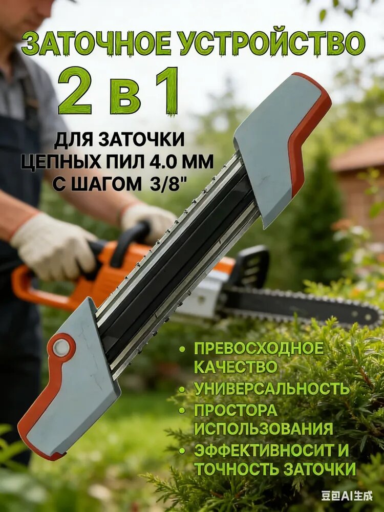 Напильник 2в1 для заточки цепных пил 4,0 с шагом 3/8