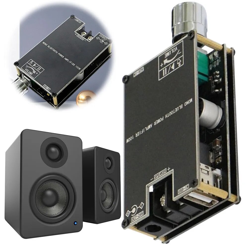 Одноканальный усилитель мощности 100 Вт с Bluetooth 5.1 и TWS, ZK-1001B
