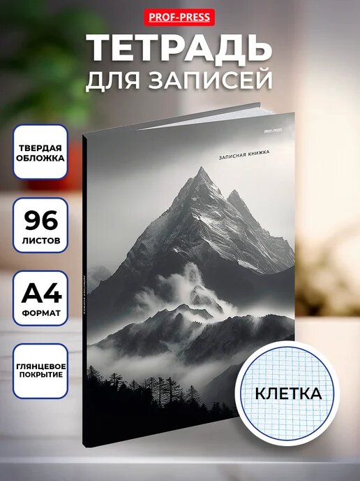 Записная книга А4 96л. Горы В тумане (Б96-0858) перепл. 7БЦ, глянц. ламинация МП