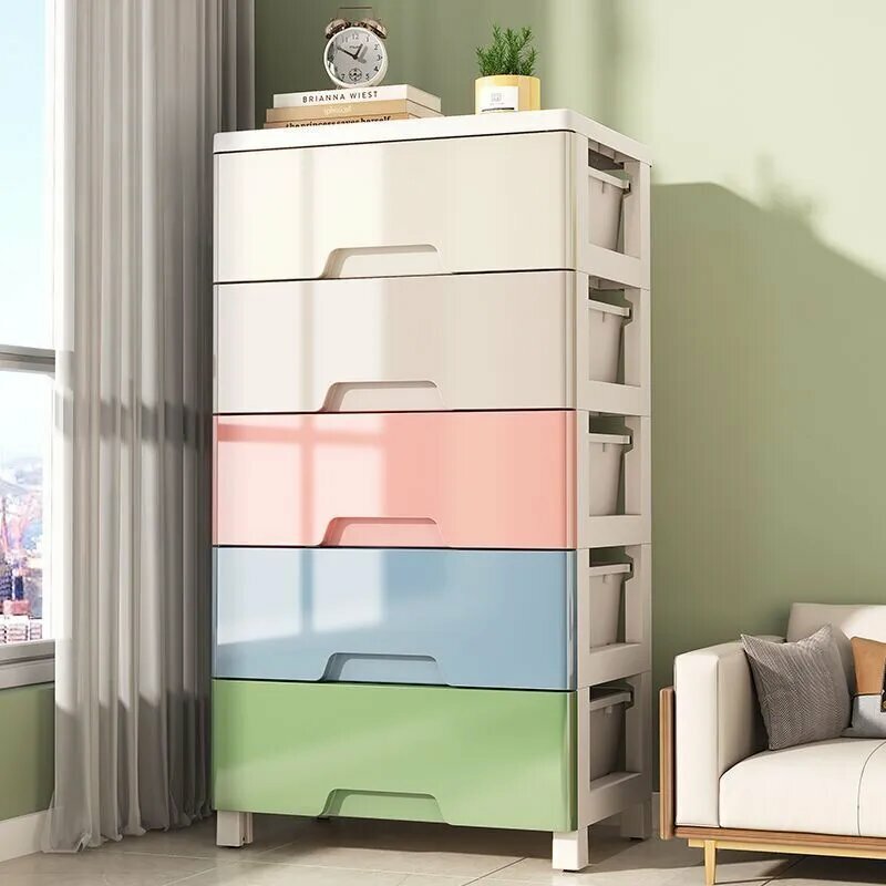 KADICOO Комод, Шкафчик цвета макарон, пластмасса，35х25x69 см — фото 1