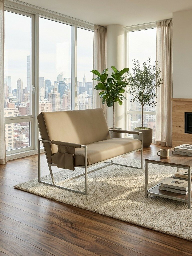 Диван мягкий для отдыха TetChair, металл капучино, экокожа люкс модерн, цвет капучино