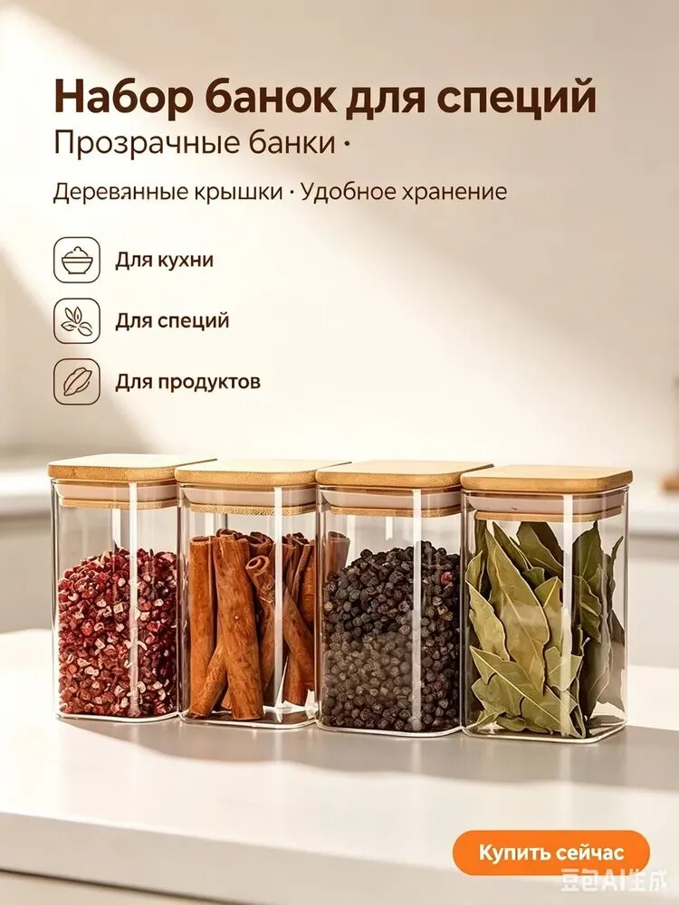 Банка для сыпучих продуктов, 1 шт