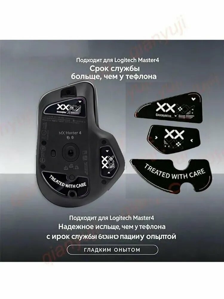 Стеклянные ножки для мыши Logitech MX Master 4, 2.5D закругленные края, из высокоалюмосиликатного стекла, износостойкая и устойчивая к царапинам, полная защита