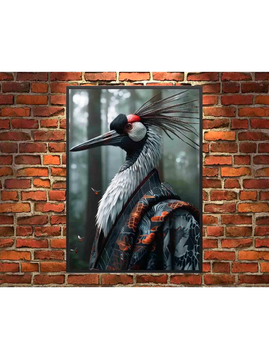 Журавль-птица-самурай 4, Плакат 30x42см
