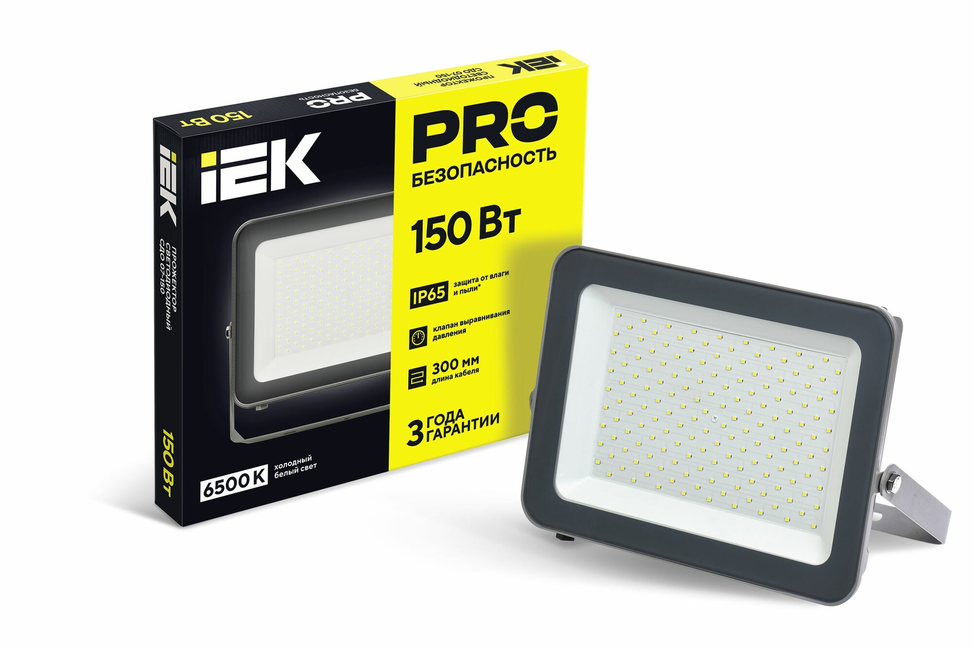 Прожектор свд 150Вт 6500К 12700лм серый IP65 100 SMD IEK
